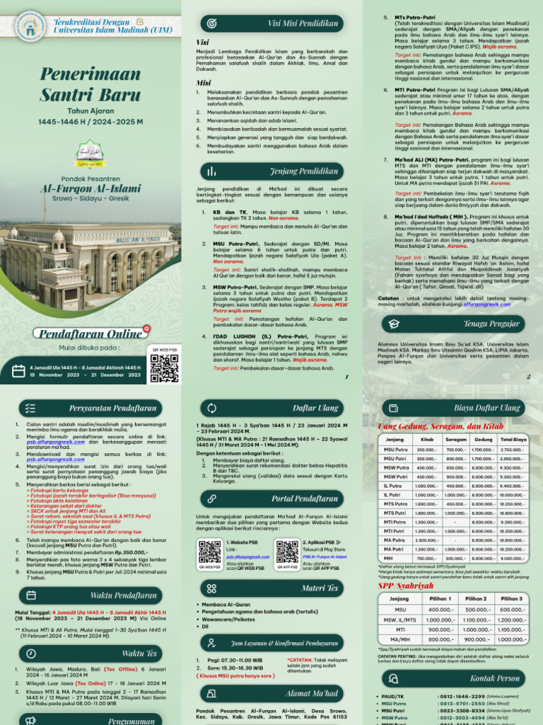 Brosur PSB Al-Furqon 1445-1446H | PDF