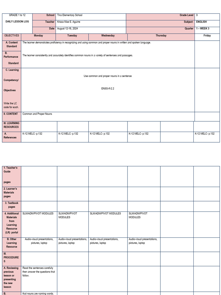 ENGLISH - W3 | PDF | Noun | Learning