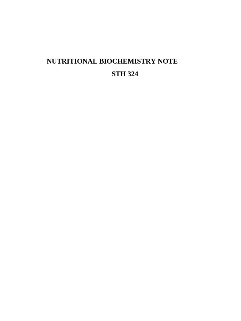 Note On Nutritional BCH 412 Current | PDF | Nutrients | Obesity