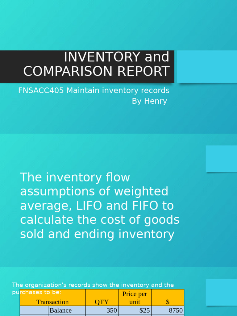 Inventory and Comparison Report | PDF