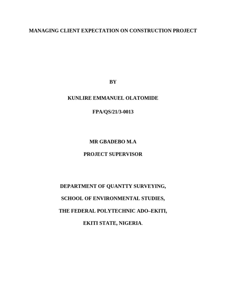 Managing Client Expectation On Construction Project | PDF | Customer ...