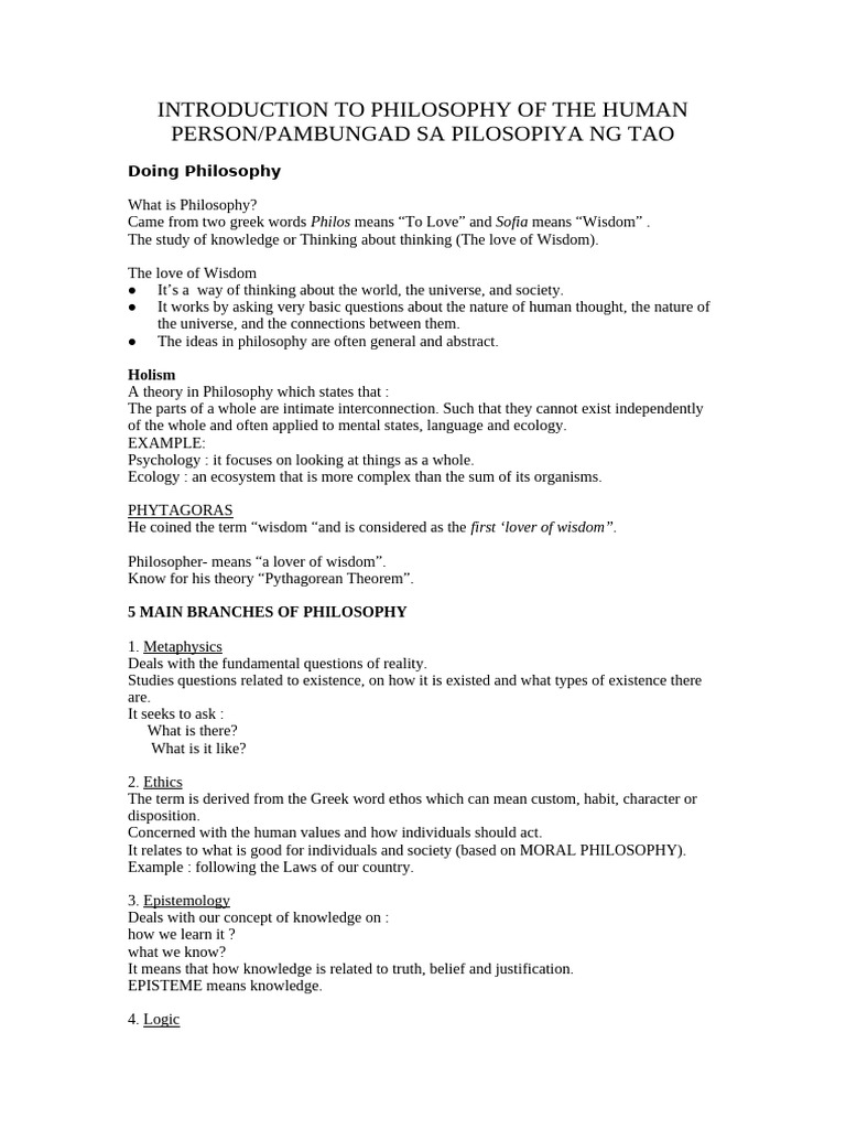 Introduction To Philosophy of The Human Person | PDF | Argument ...
