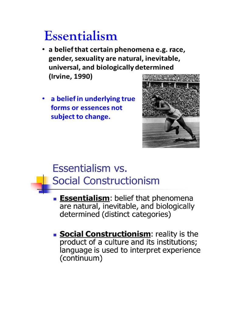 Essentialism Vs Constructionism | PDF