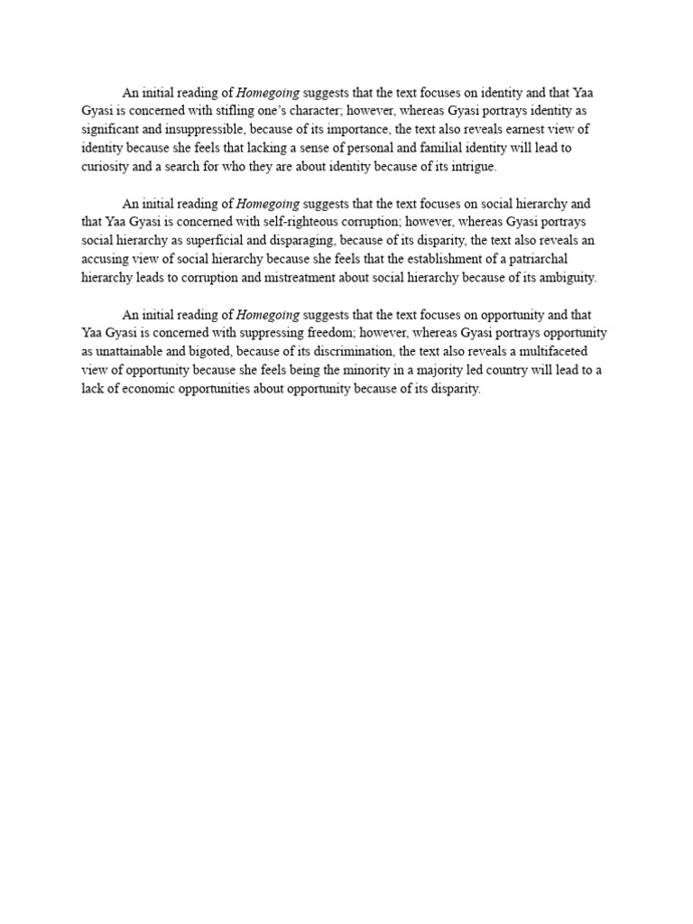 Homegoing Theses Statements | PDF