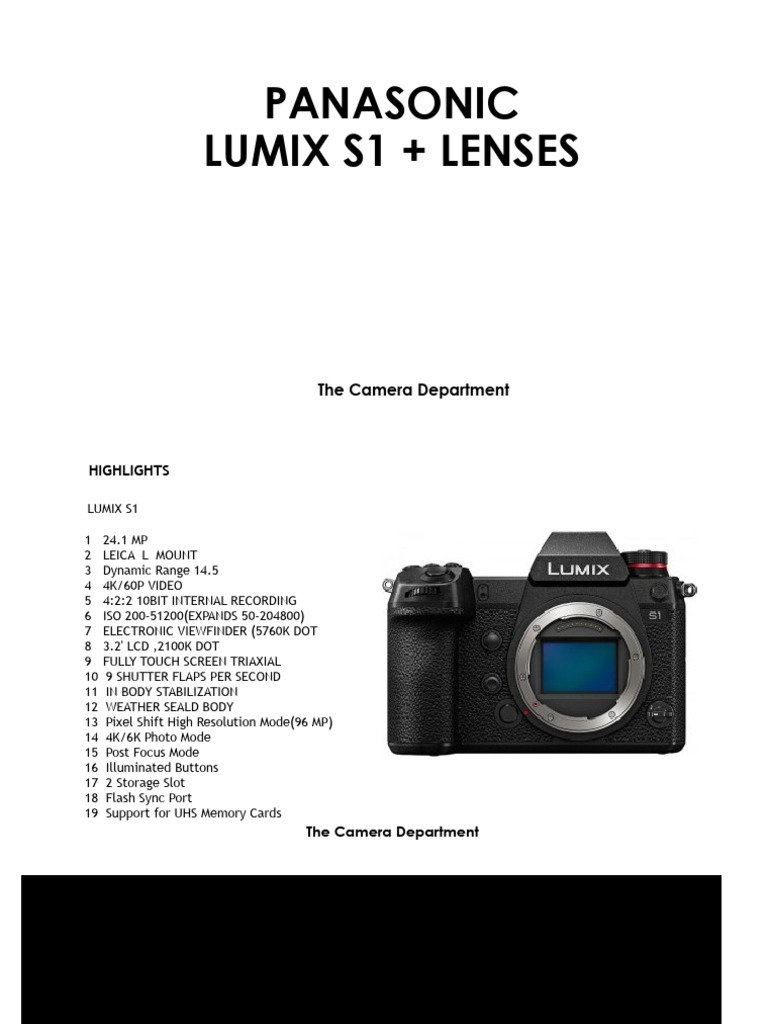 Panasonic Lumix S1 Camera Overview | PDF | Camera Lens | Aperture