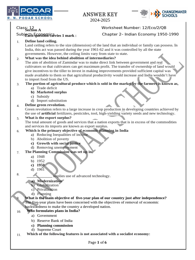 IED CH - 2 Indian Economy 1950-90 AK | PDF | Subsidy | Agriculture