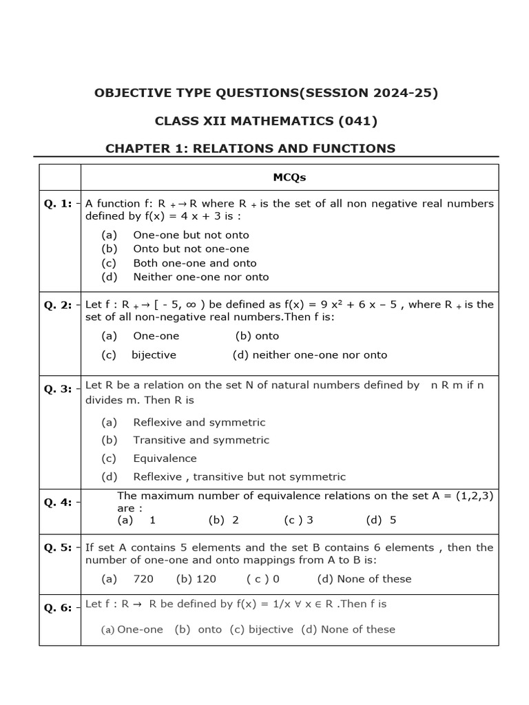 Maths Mcqs | PDF | Function (Mathematics) | Mathematics
