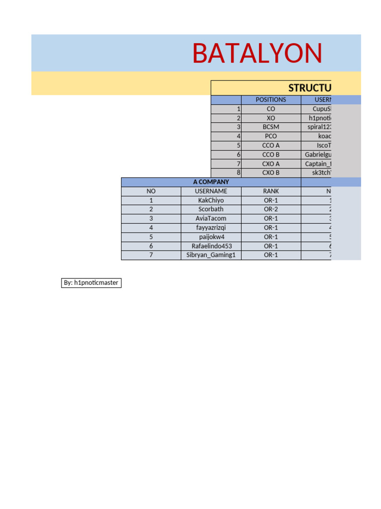 Batalyon 10 M Structure and Ranks | PDF