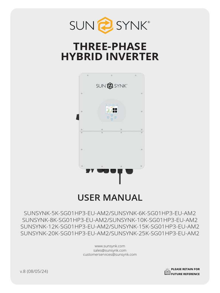 Sunsynk Three-Phase Inverter Manual | PDF | Solar Panel | Power Inverter