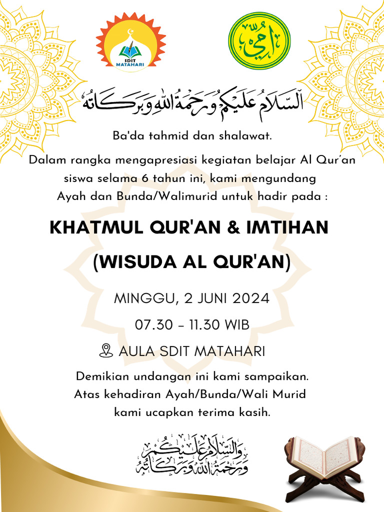 Undangan Wisuda Al Qur'an 2024 | PDF