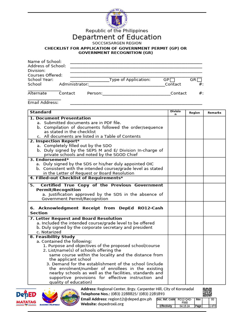 Government Permit Application Checklist | PDF