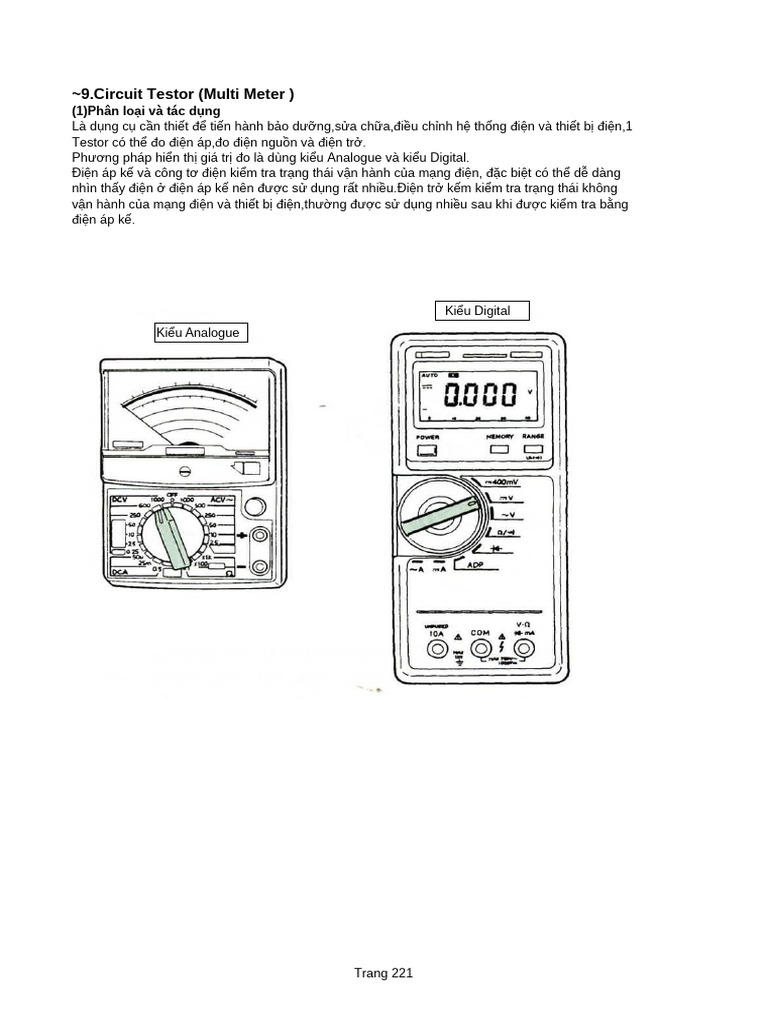 9.circuit Testor (Multi Meter) : (1) Phân Lo I Và Tác D NG | PDF
