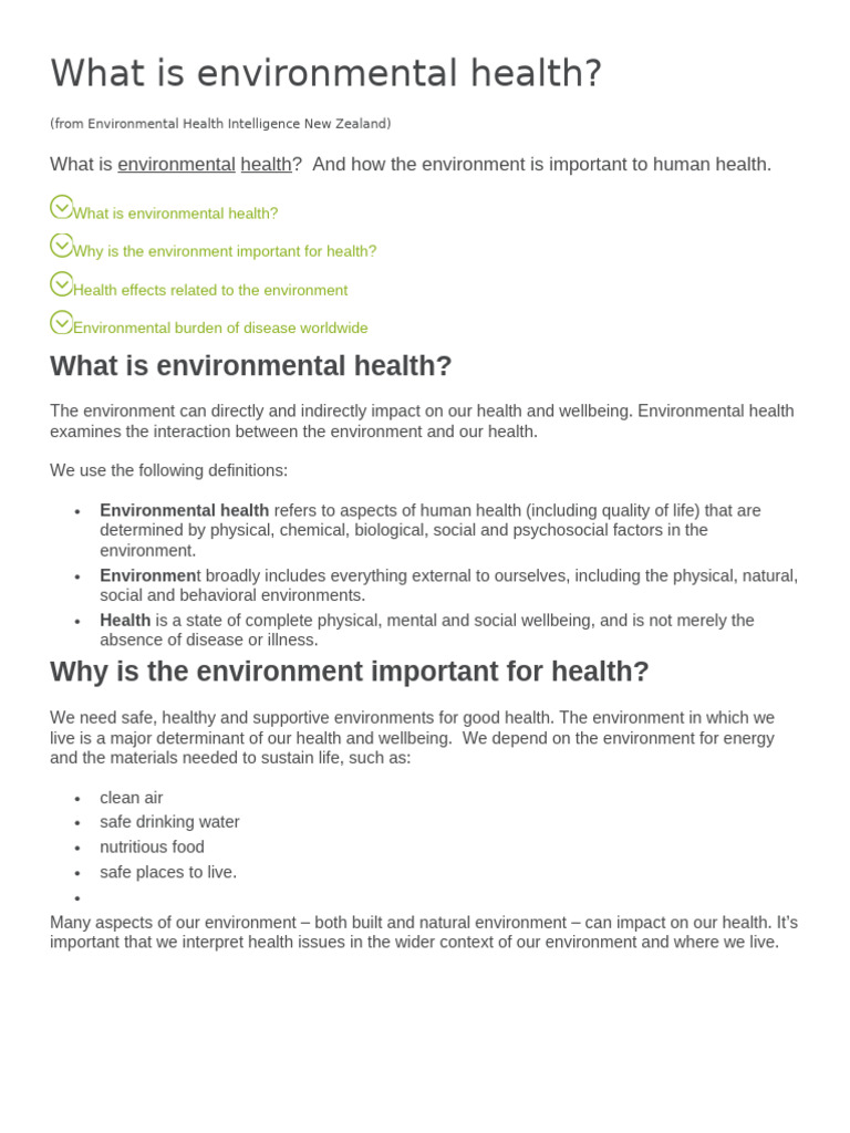 Environmental Health and Wellbeing | PDF | Environmental Health ...