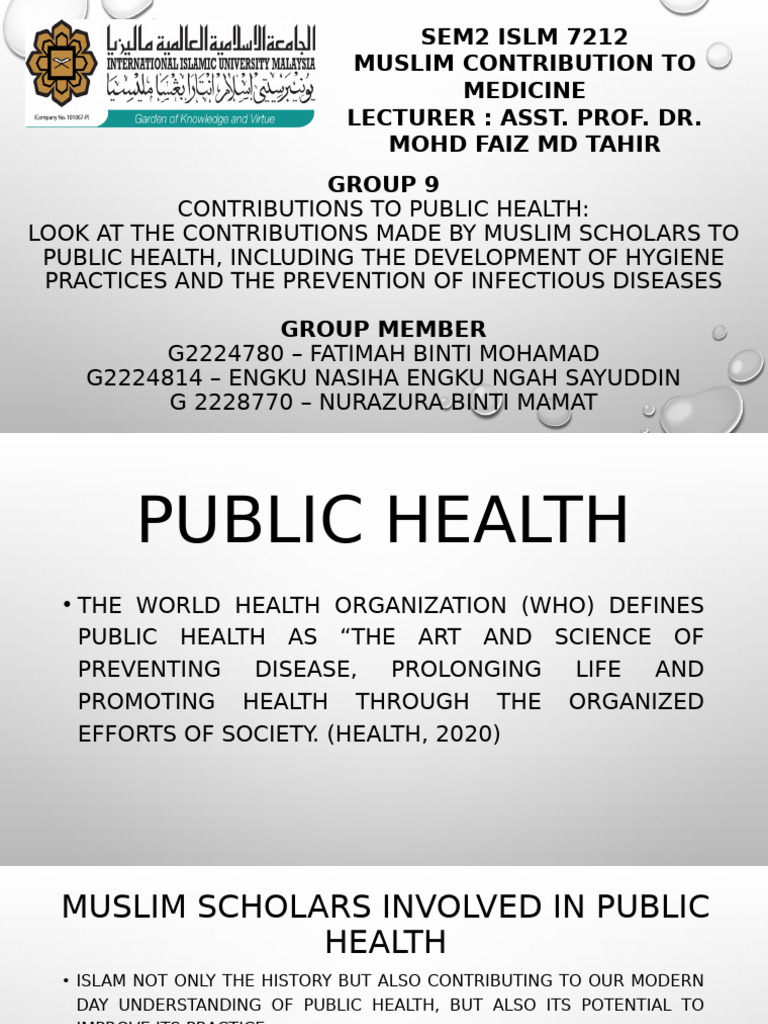 Muslim Scholars' Impact on Public Health | PDF