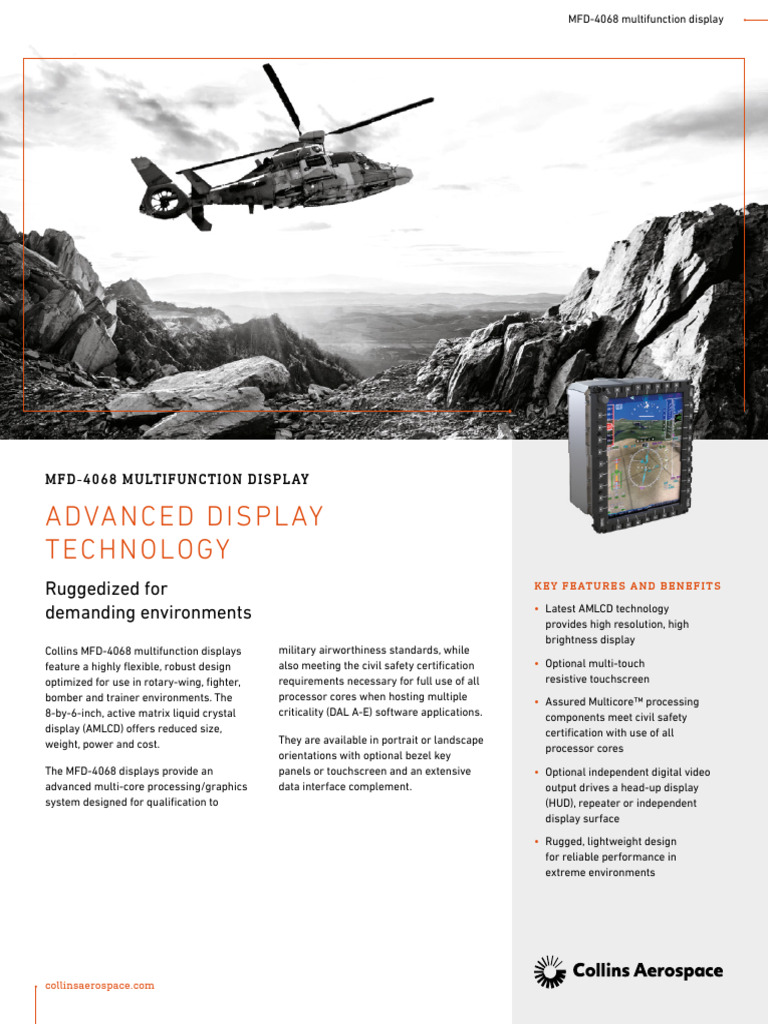 MFD-4068 Data sheet | PDF | Touchscreen | Multi Core Processor