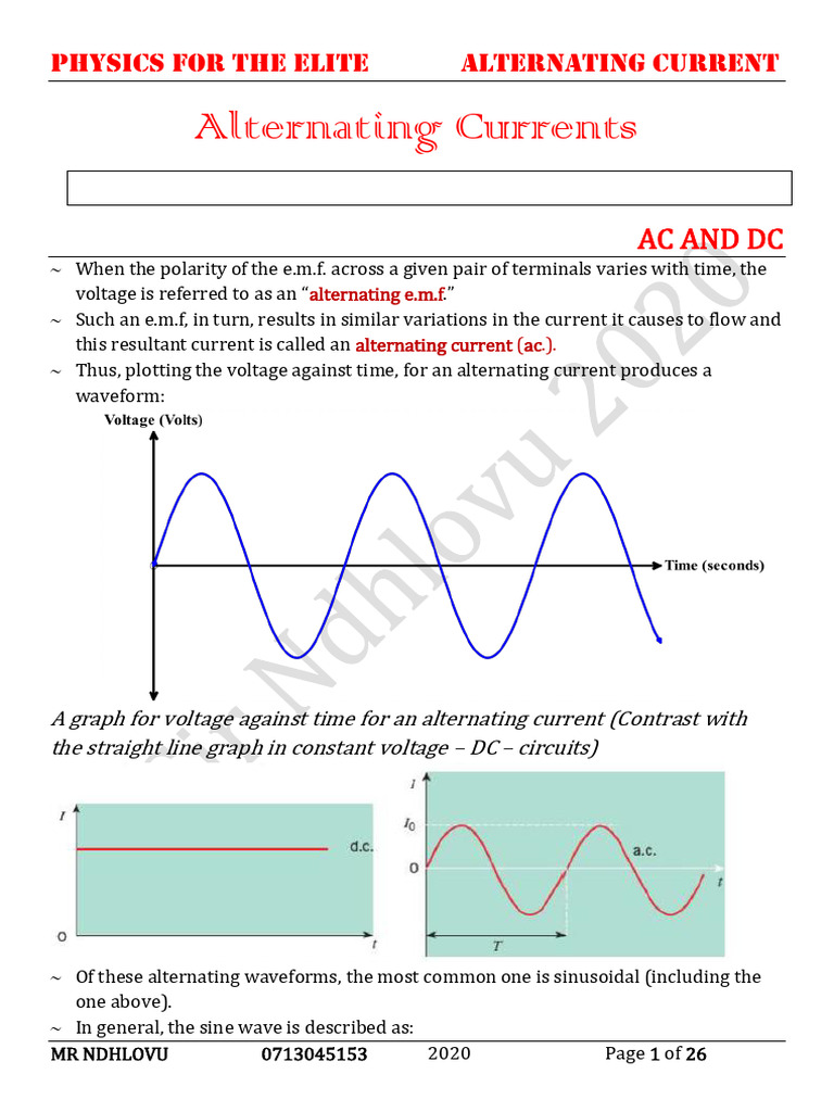 A Level Physics 18. Alternating Current | PDF | Transformer | Alternating Current