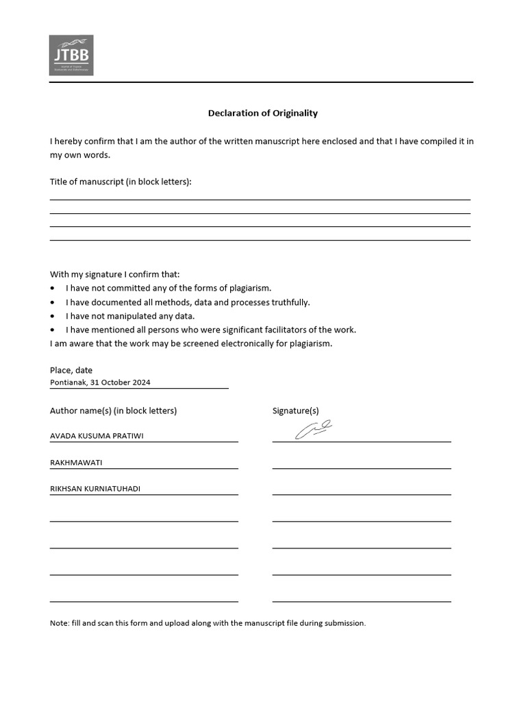 Declaration of Originality TTD | PDF