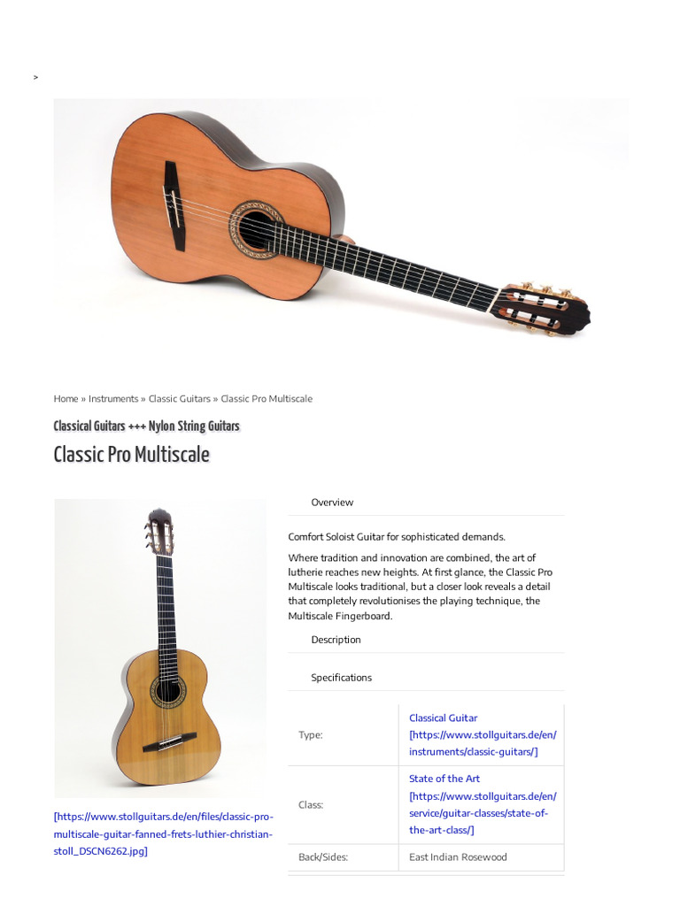 Classic Pro Multiscale - Fanned Frets - Stoll Guitars | PDF | Guitars | Classical Guitar