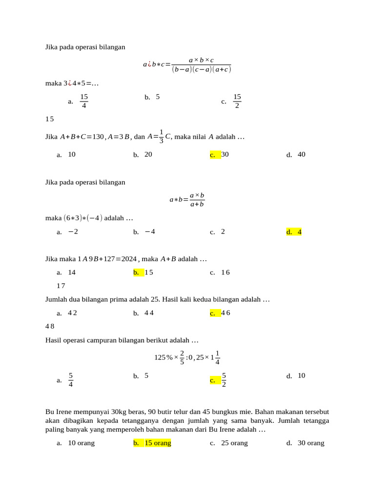 Soal MAT SD Revisi | PDF