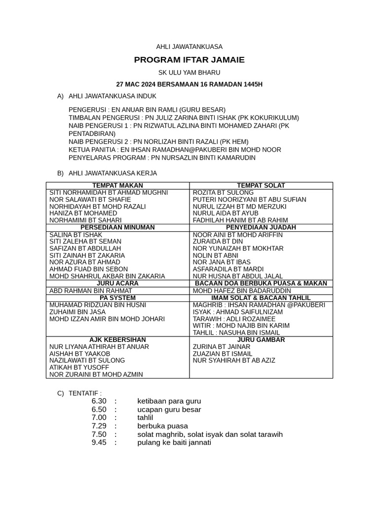 Iftar Ramadan 2024 | PDF