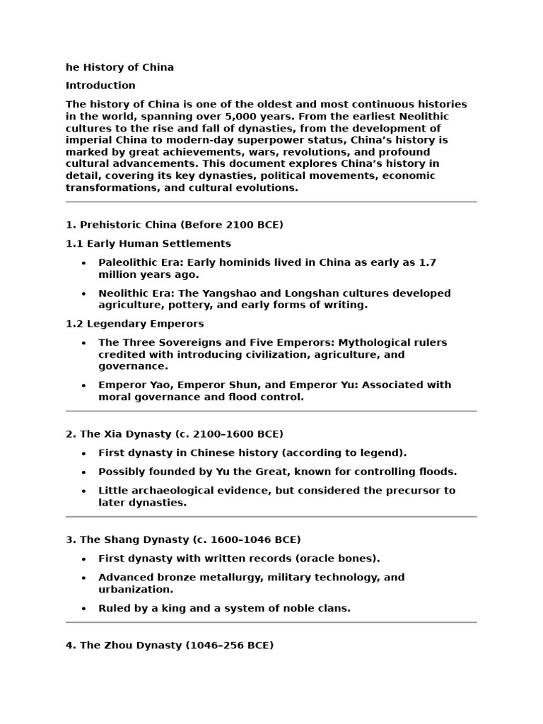 Overview of China's Ancient History | PDF
