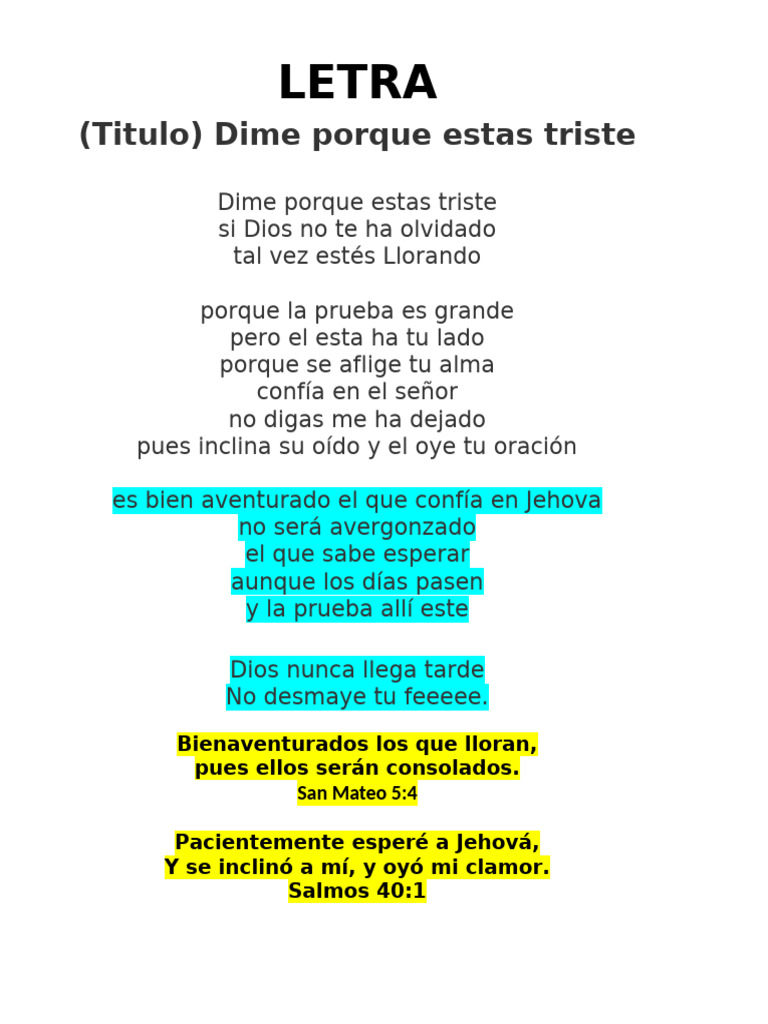 Porque Estas Triste Letra | PDF