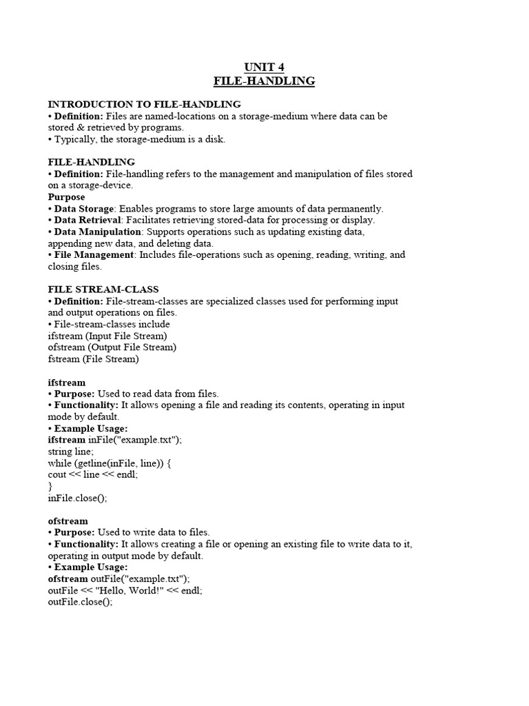 C++ unit 4 Chap2 | PDF | Computer File | Text File