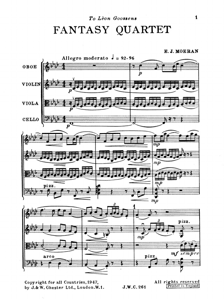 Moeran Fantasy Quartet Score | PDF