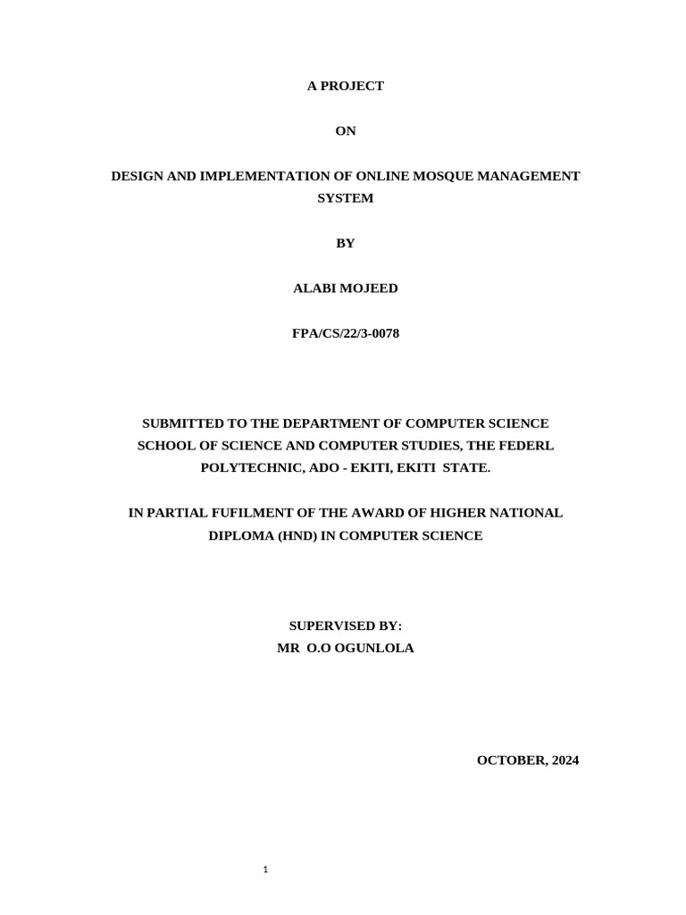 Online Mosque Management System | PDF | Usability | Databases