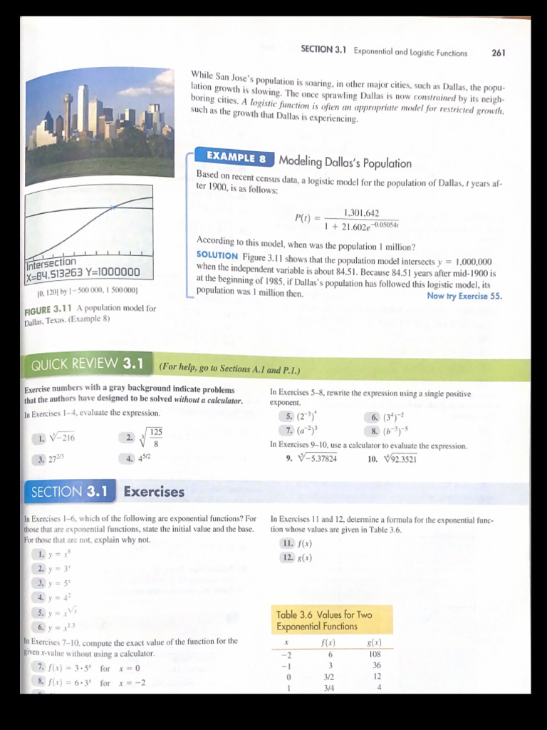 SECTION 3.1 Exponential and Logistic Functions | PDF