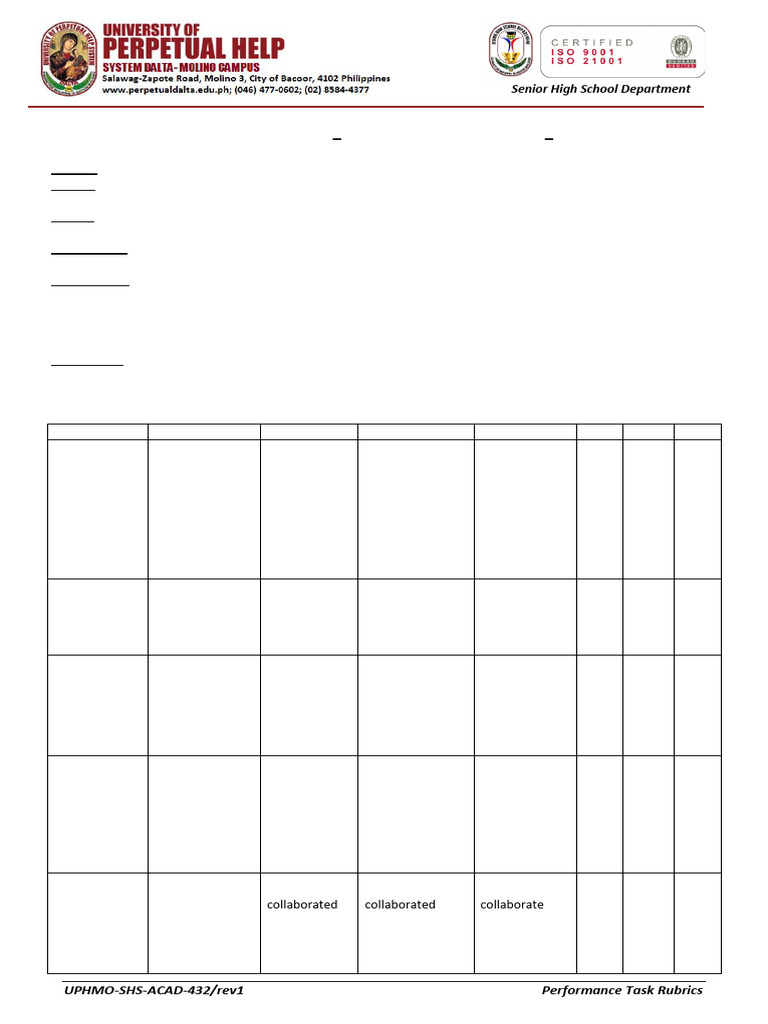 3rd Quarter - Peta Rubric in Statistics and Probability - Final | PDF ...