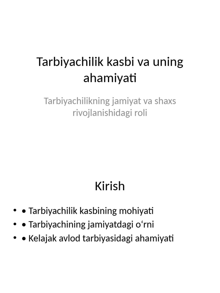 Tarbiyachilik_kasbi | PDF