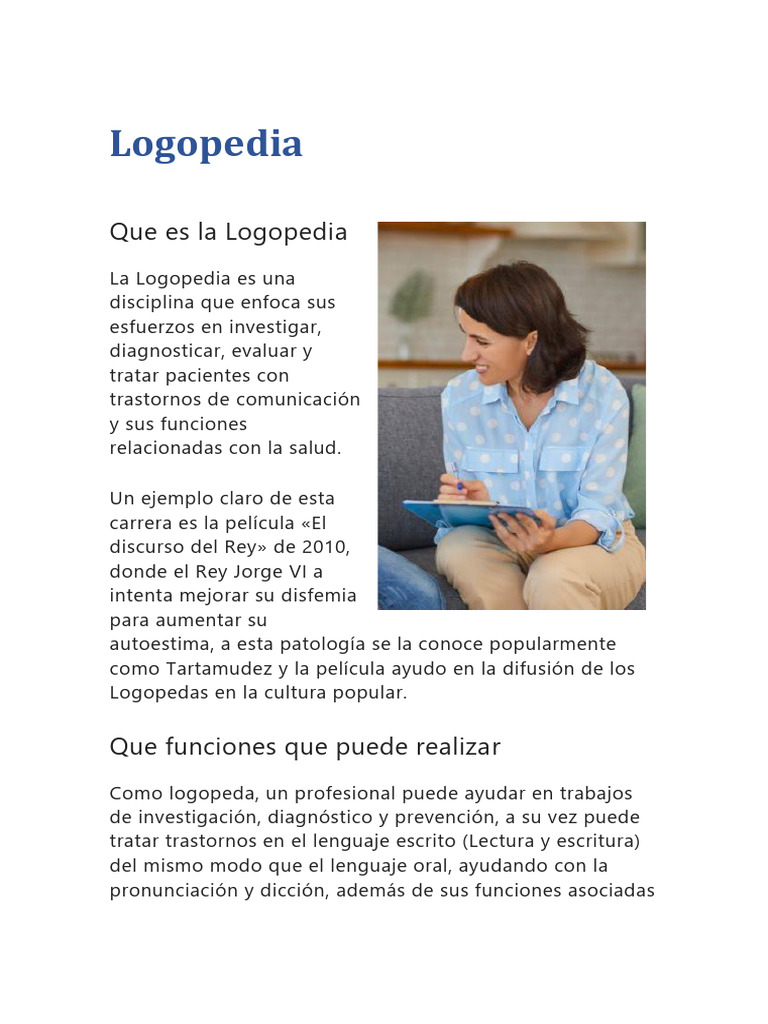 Qué es la Logopedia y sus Funciones | PDF | Afasia | Neurociencia