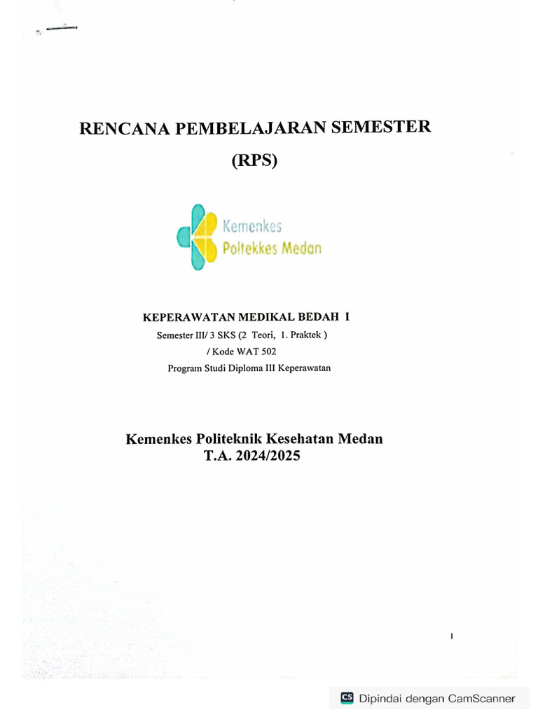 Rps Medikal Bedah 1 Sem.3 Prodi Diii Keperawatan | PDF