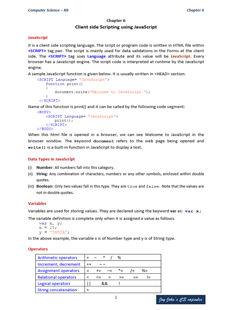 HSSLiVE XII CH 6 Comp Science Joy John | PDF | Java Script | World Wide Web