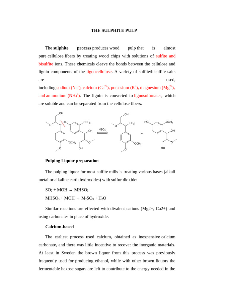 Sulphite Pulp Regeneration of Spent Liquor | PDF | Chemical Substances ...