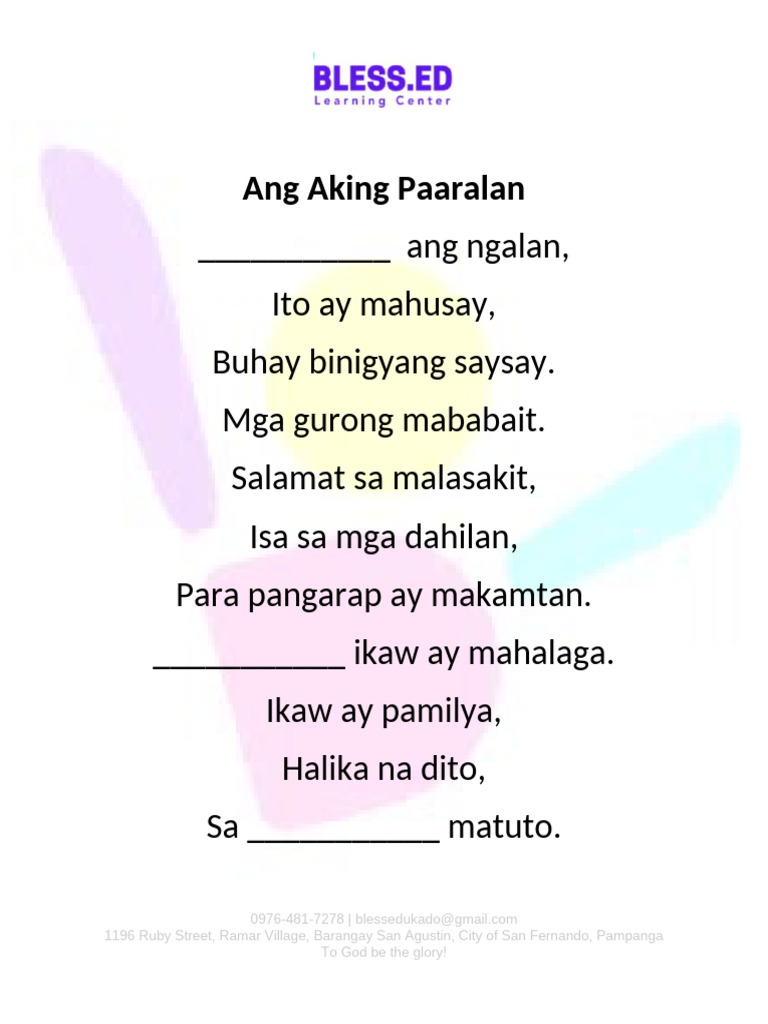Ang Aking Paaralan Tula | PDF