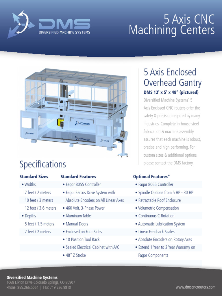 DMS 5 Axis Enclosed Overhead Gantry v5.2 | PDF | Numerical Control ...