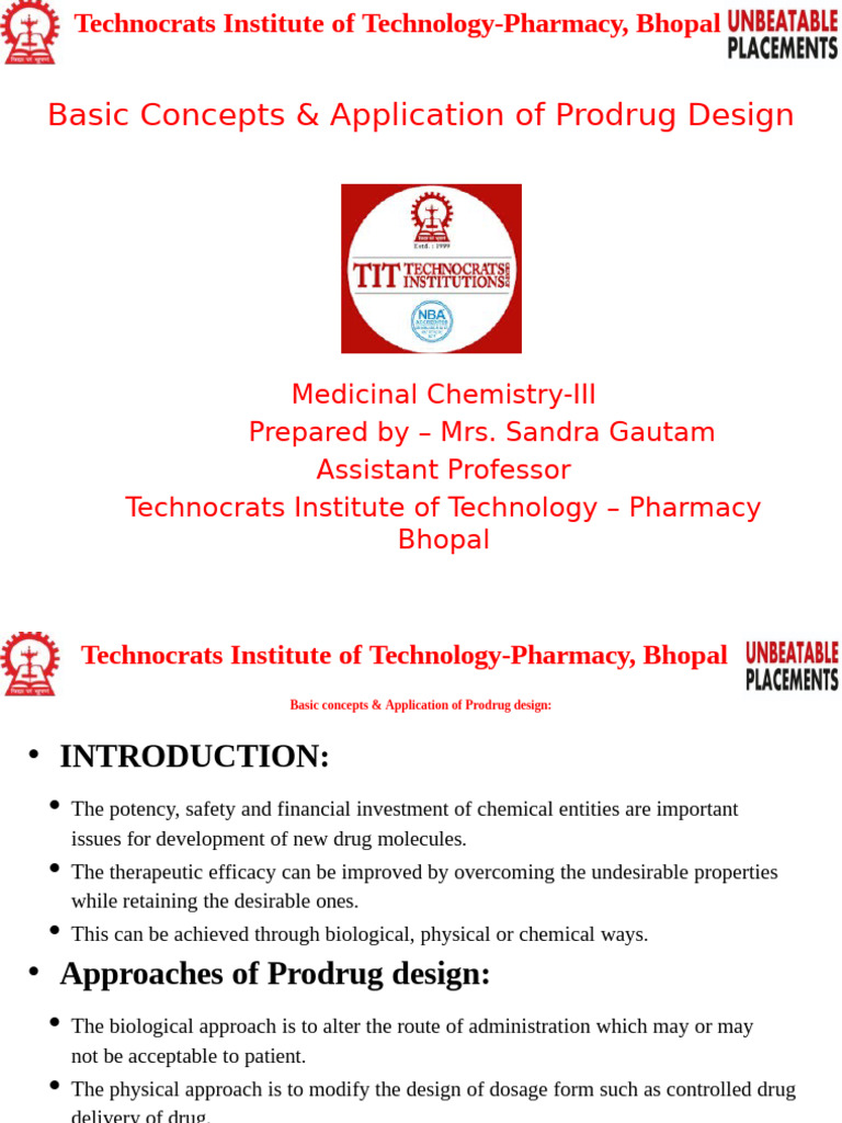 Basic Concepts & Application of Prodrug Design2 | PDF | Pharmacology ...