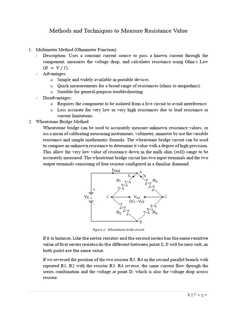 Methods and Techniques To Measure Resistance Value | PDF | Diode | P–N ...