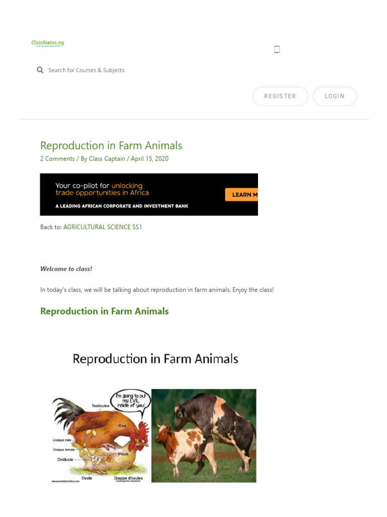 Reproduction in Farm Animals Overview | PDF | Sexual Intercourse | Mating