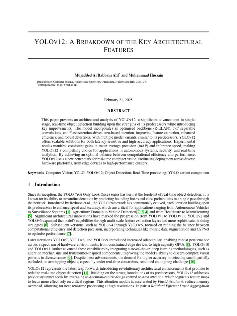 YOLOv12 - A Breakdown of The Key Architectural Features | PDF ...