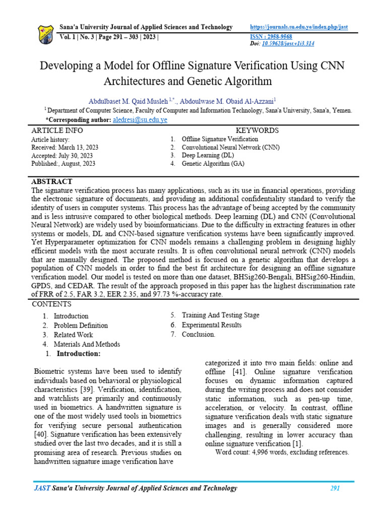 7 Developing A Model For Offline Signature Verification New | PDF | Deep Learning | Signature