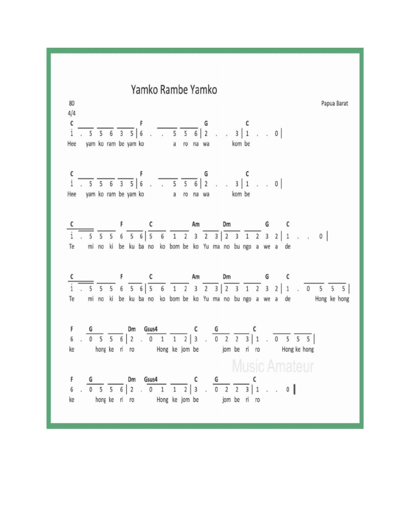 Yamko Rambe Yamko Not Angka | PDF