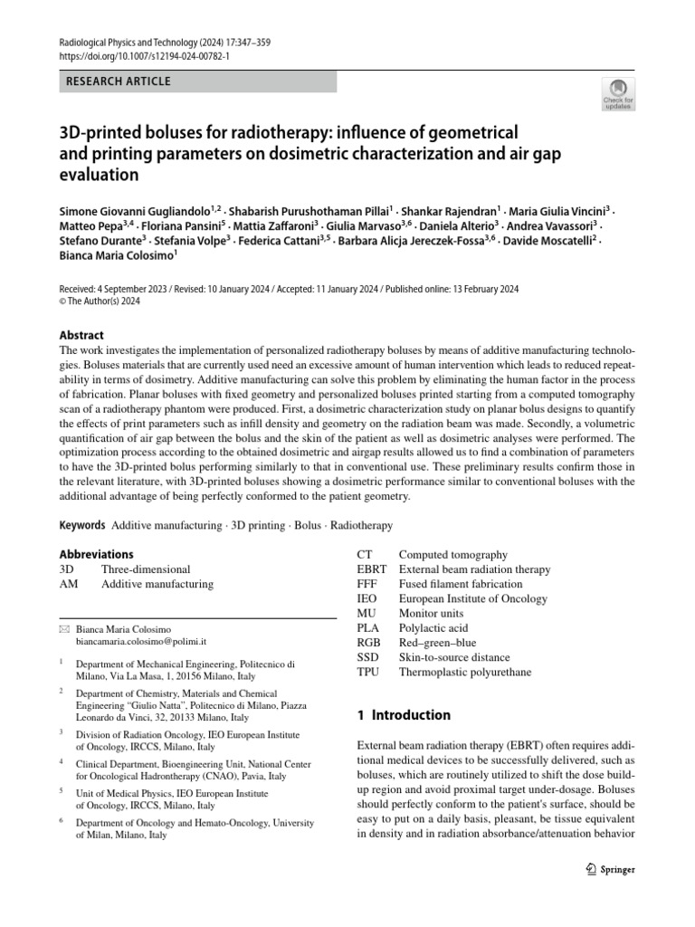 3D Printed Boluses For Radiotherapy - Influence of Geometrical | PDF ...
