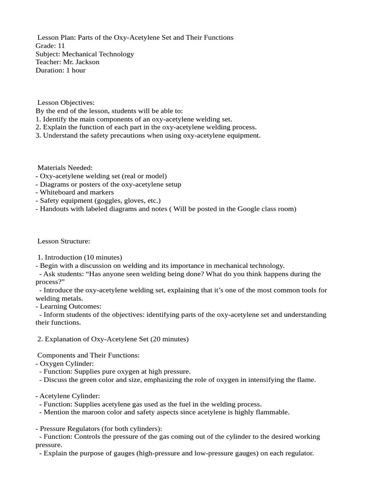 Grade 11 Lesson Plan | PDF | Gases | Mechanical Engineering