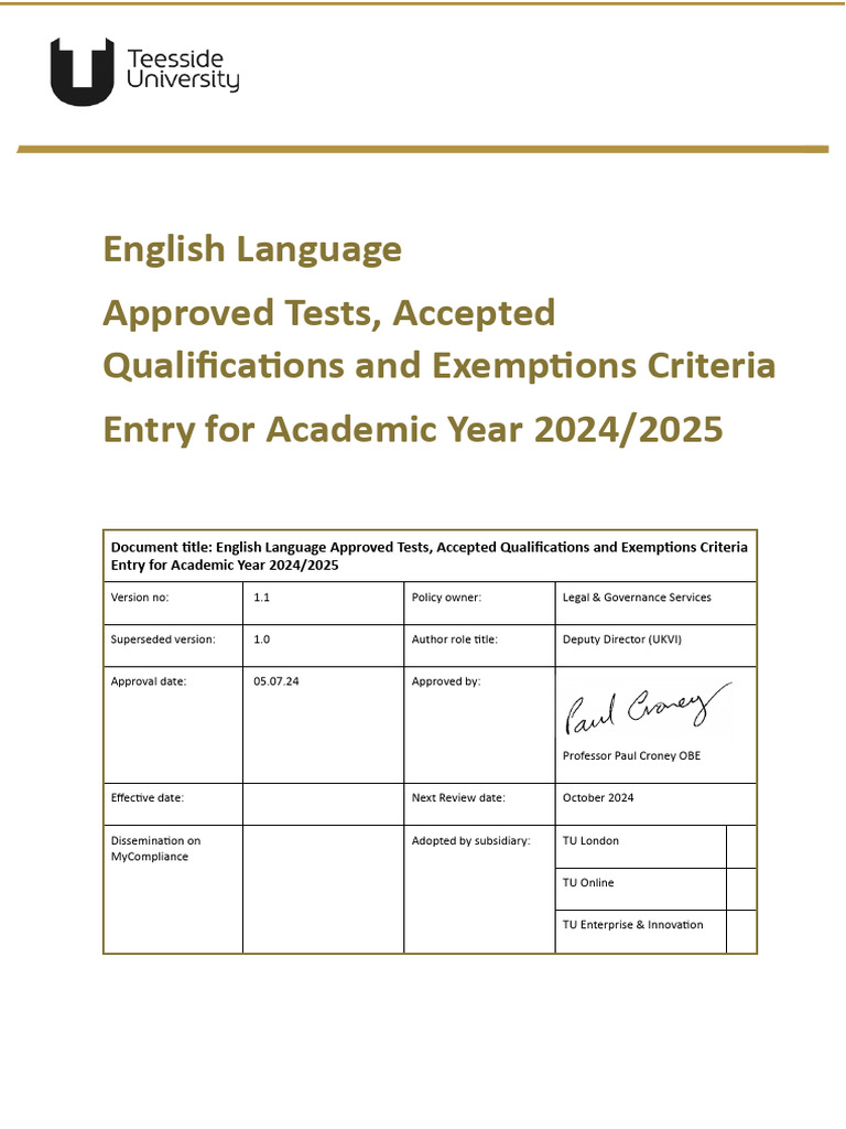 English Language Approved Tests Accepted Qualifications and Exemptions ...
