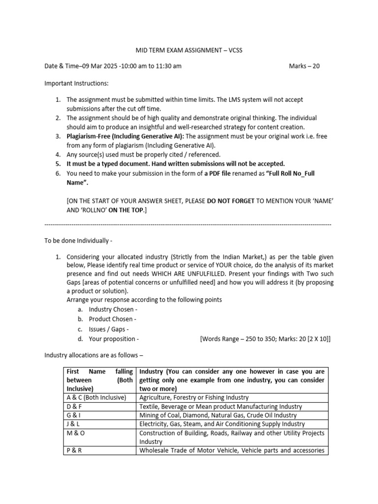 Mid Term Exam Assignment - VCSS | PDF