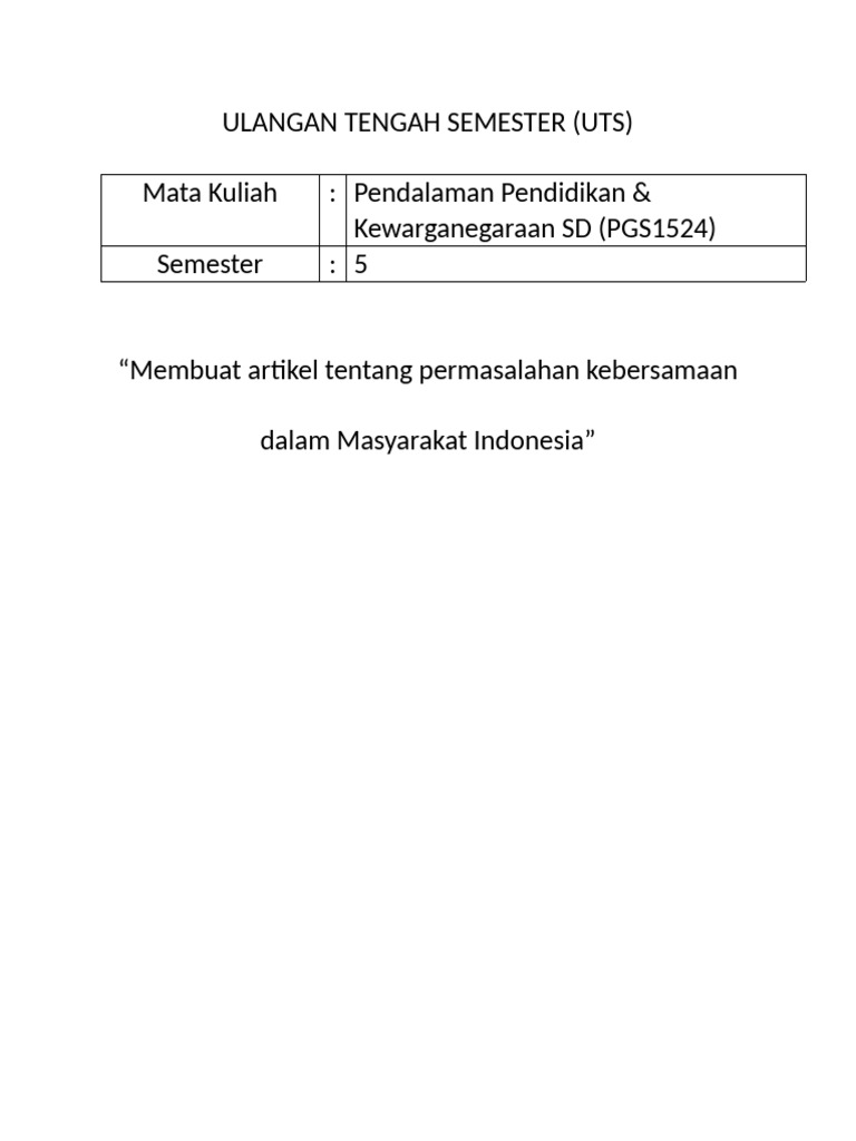 UTS PPKN Kelas Daring | PDF