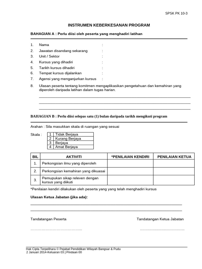 PK 10-3 Instrumen Keberkesanan Program | PDF